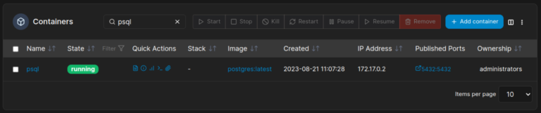 Postgresql In Docker Cli And Portainer Ru Networking And Software